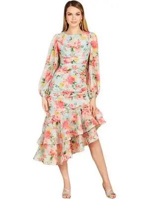 LARA NEW YORK High Neck Lace-up Midi Dress - Mint