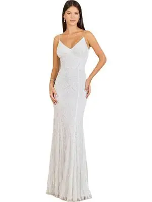 LARA NEW YORK Beaded Mermaid Gown - Ivory