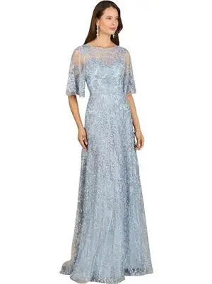 LARA NEW YORK Cape Sleeve Gown - Lightblue