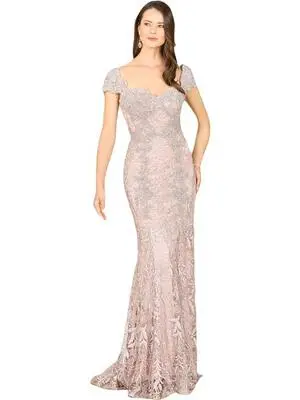 LARA NEW YORK Beaded Gown - Dustypurple