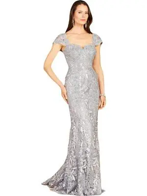 LARA NEW YORK Beaded Gown - Slate