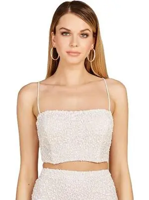 LARA NEW YORK LARA New York Beaded Tulle Top Ivory