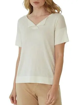 OYUN Oyun Split Neck T-Shirt Ivory