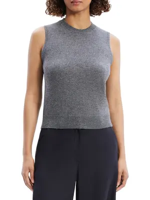 Theory Cashmere Sleeveless Sweater Light Charcoal