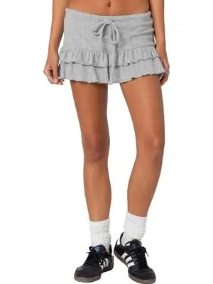 EDIKTED Delia Ruffled French Terry Skort - Gray-melange