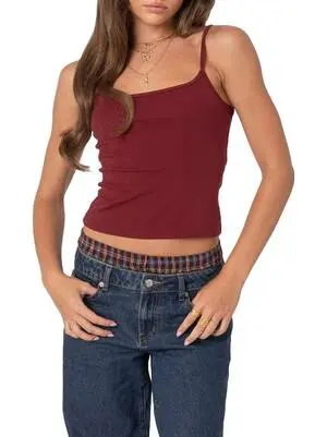 EDIKTED Deanna Crop Camisole - Burgundy