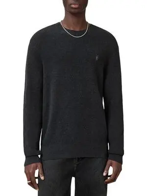 ALLSAINTS Oversized Waffle Crewneck Sweater - Cinder Black