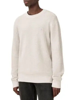 All Saints AllSaints Oversized Waffle Crewneck Sweater Cloudy Grey
