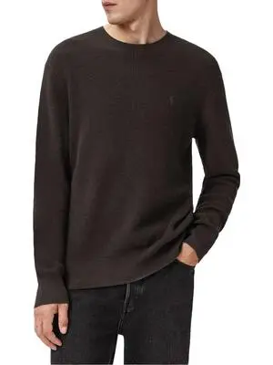 ALLSAINTS Oversized Waffle Crewneck Sweater - Espresso Brown