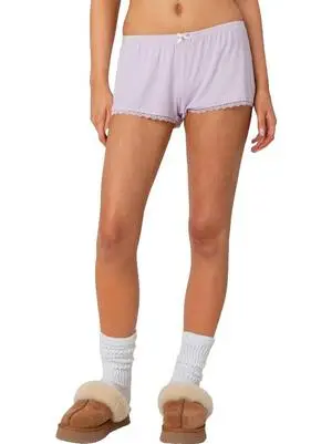 EDIKTED Buffy Lace Trim Shorts - Lilac