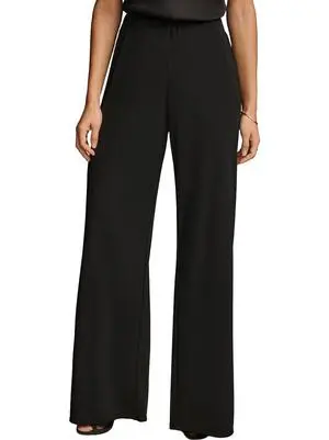 Donna Karan New York Flat Front Wide Leg Trousers - Black