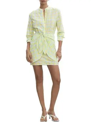 Mango Checked Tie-front Shirtdress - Pastel Yellow