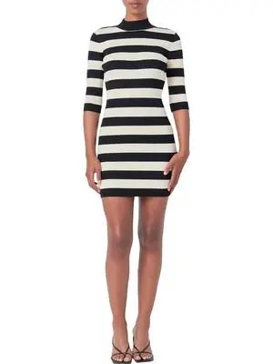 Endless Rose Stripe Knit Minidress - Black/cream
