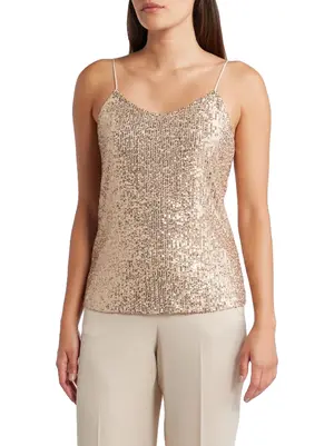 Anne Klein Anne Klein Sequined Camisole Luxe Champagne
