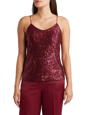 Anne Klein Anne Klein Sequined Camisole Red Ruby