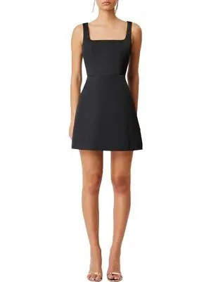 ELLIATT Amelie Square Neck Cocktail Minidress - Black