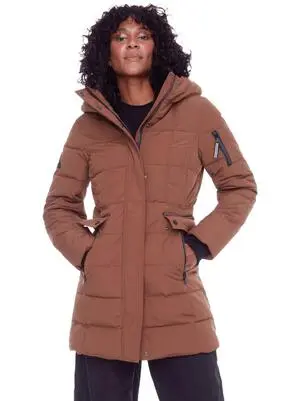ALPINE NORTH Vegan Down Mid-length Parka Coat - Maple