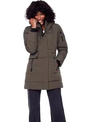 ALPINE NORTH Vegan Down Mid-Length Parka Coat Olive