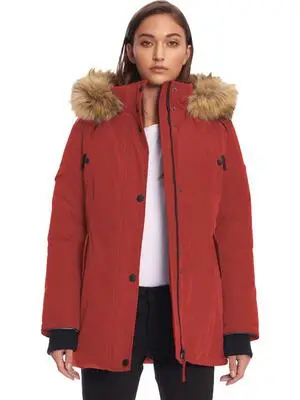 ALPINE NORTH Vegan Down Classic Winter Parka Jacket - Crimson
