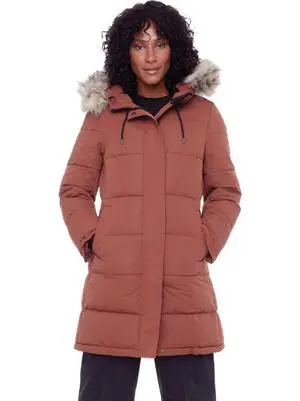 ALPINE NORTH Aulavik Vegan Down Mid-length Hooded Parka Coat - Maple