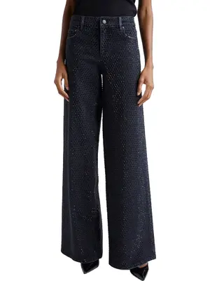 ALICE + OLIVIA Trish Embellished Baggy Jeans