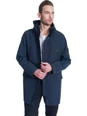 ALPINE NORTH Weather-resistant Storm Jacket With Drawstring Hood - Navy