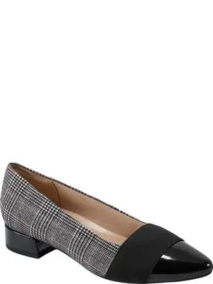 Easy Spirit Casta Pointed Toe Pumps Black Tweed/patent