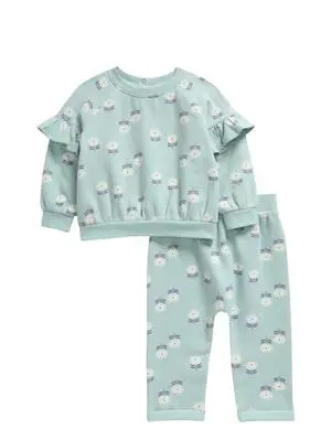 TUCKER + TATE Tucker + Tate Ruffle Trim Sweatshirt & Sweatpants Set Blue Raindrop Charlie Floral