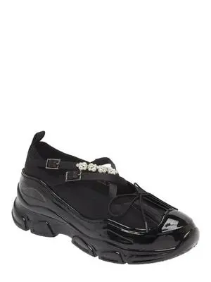 Simone Rocha Crisscross Strap Tracker Sneakers - Black/clear/pearl