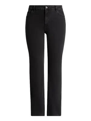 Mango MANGO Frayed Mid-Rise Flare Jeans Black Denim