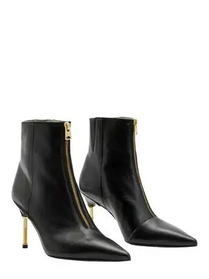 ALLSAINTS Natasha Leather Booties - Black/warm Brass