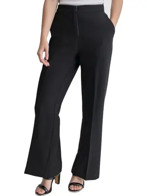 Dkny Double Weave Wide Leg Trousers - Black