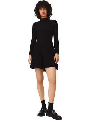 Maje High-neck Mini Skater Dress - Black