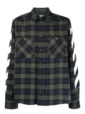 Off-White Tartan Diagonal Shirt - Green