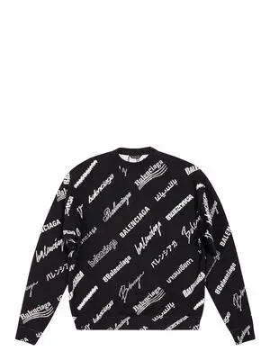 Balenciaga Logo Print Crewneck Sweatshirt - Black