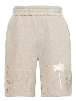 Palm Angels Logo Paintsplatter Shorts - Grey