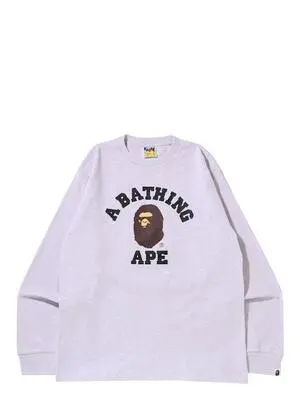 A BATHING APE College Long Sleeve Tee Shirt - Gray