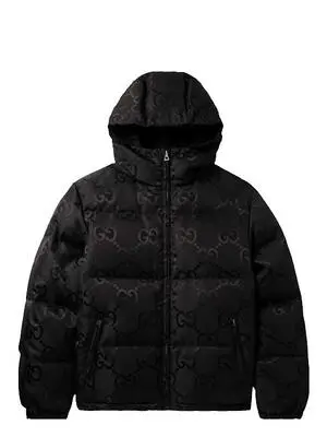 Gucci Quilted Logo-jacquard Shell Hooded Down Jacket - Black