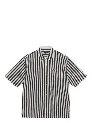 StÜssy Boxy Flat Striped Hem Shirt - Navy Blue