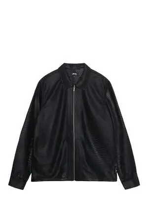 StÜssy Perforated Leather Zip Shirt - Black