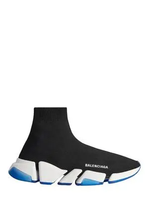 Balenciaga Speed 2.0 Clear Sole Sneakers Black/white/blue