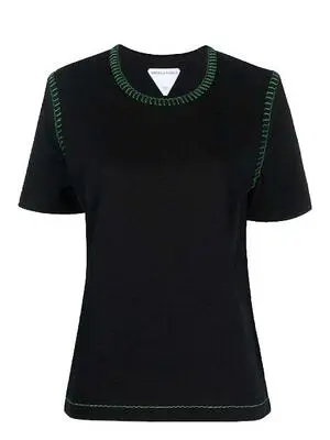 Bottega Veneta Stitch Detailed Crewneck T-shirt - Black