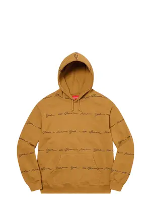 Supreme Supreme Script Stripe Hooded Sweatshirt Tan