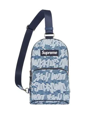 Supreme Fat Tip Jacquard Denim Sling Bag - Blue
