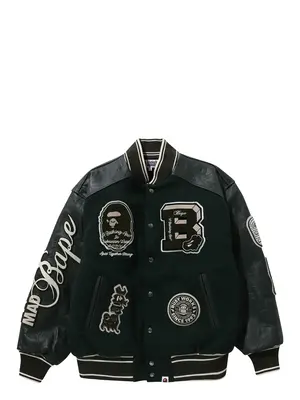 BAPE BAPE Patch Varsity Jacket Green