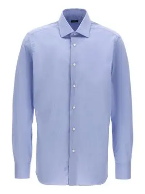 BARBA NAPOLI Poplin Shirt - Light Blue