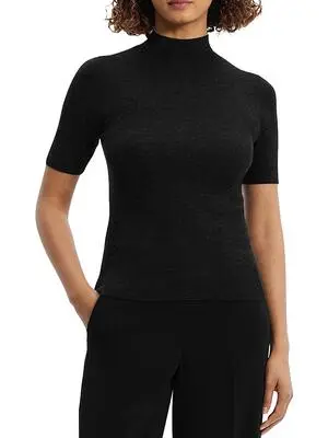 Theory Leenda Short Sleeve Mock Neck Sweater - Black