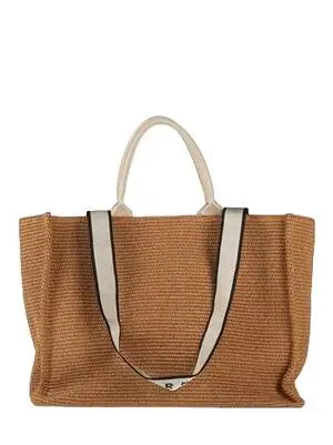 Marni Handbag In Cotton, Polyamide, Cow Leather, And Brass - Beige