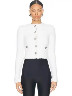 Balenciaga Cropped Buttoned Cardigan - White