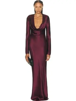 SANS FAFF Anna Cowl Evening Dress - Bordeaux